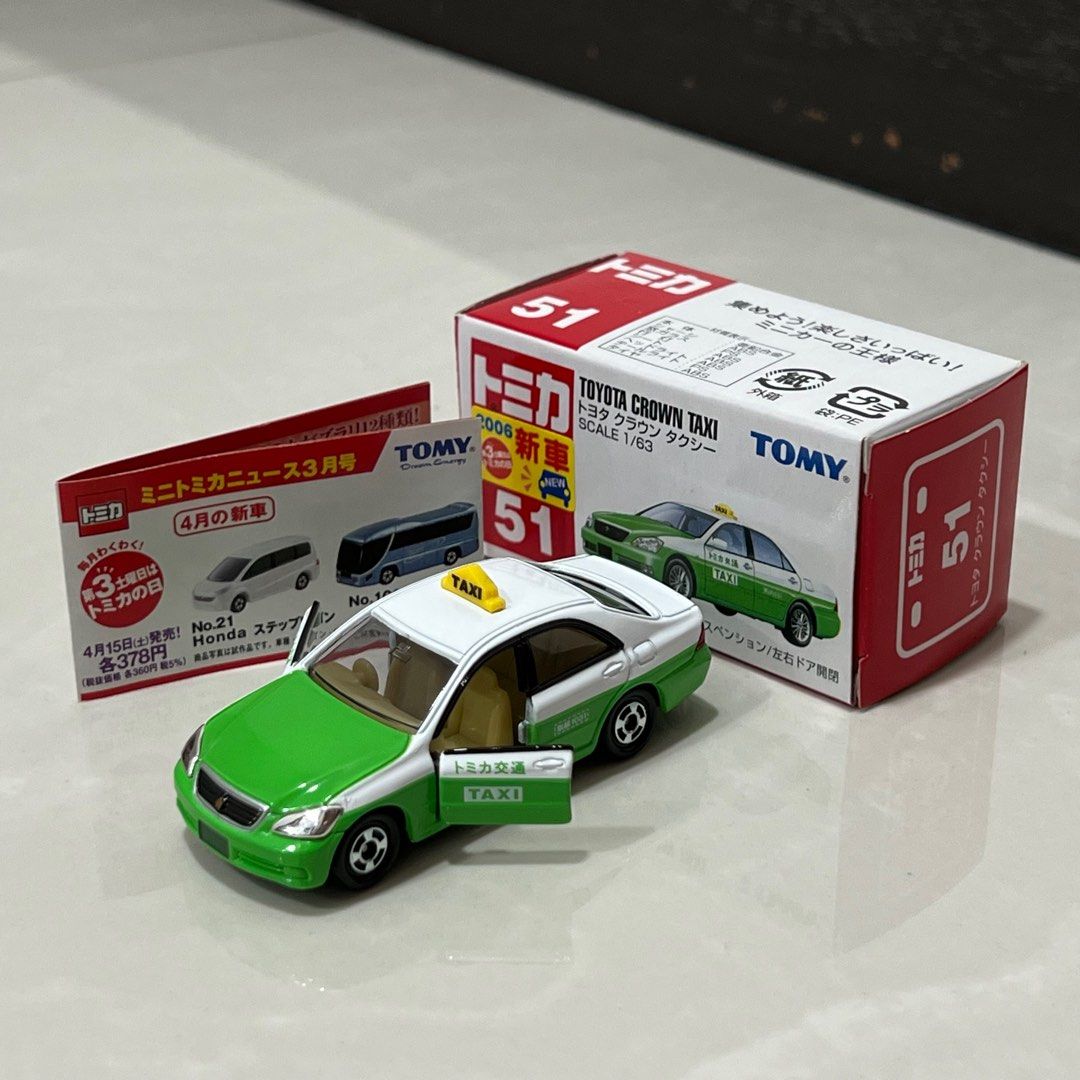 Tomica #51 Toyota Crown Taxi, #62 Toyota Harrier with New Car sticker, Hobbies & Toys, Toys ...