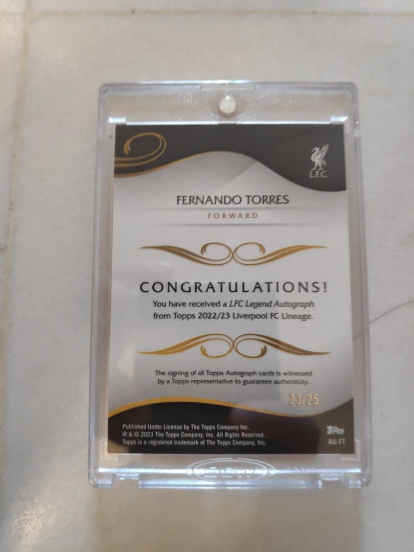 Topps Liverpool lineage Fernando Torres Autograph Numbered to 25 ...
