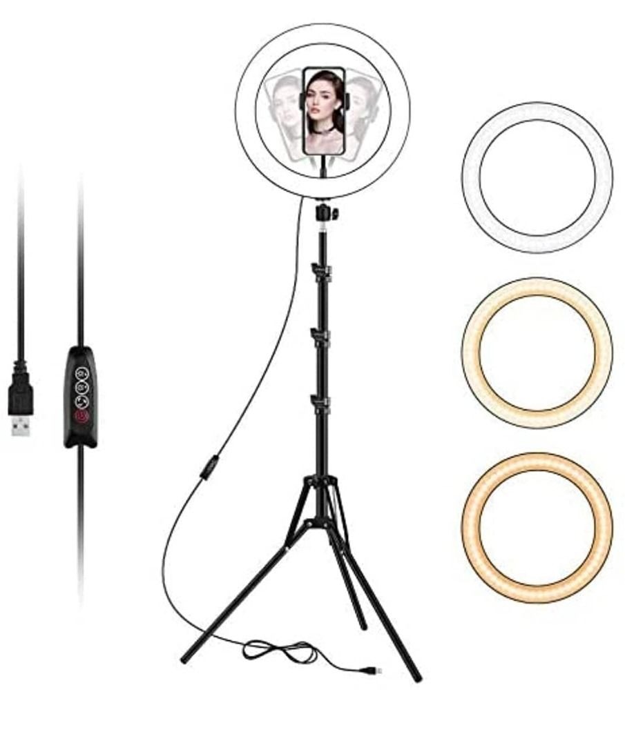 upReale 10" inch LED Ring Light with 7 Ft Tripod Stand Combo | 3 color ...
