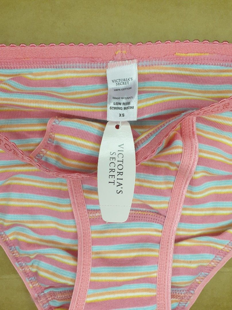 Victoria's Secret multicoloured striped low rise string bikini panty ...