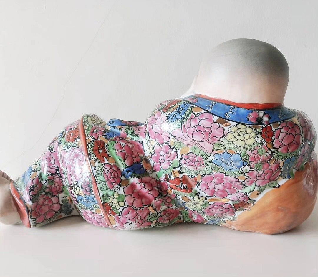 Vintage Ceramic Figurine of the Laughing Buddha (reclining pose ...