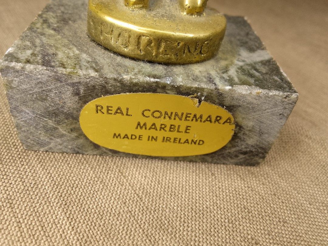 Vintage Irish Mini Engraved Brass "HURLING" Statue In Real Connemara ...