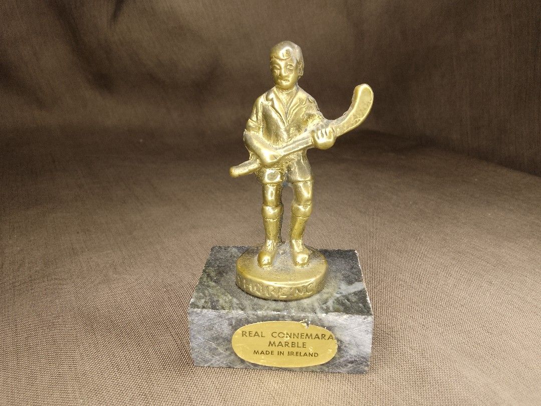 Vintage Irish Mini Engraved Brass "HURLING" Statue In Real Connemara ...