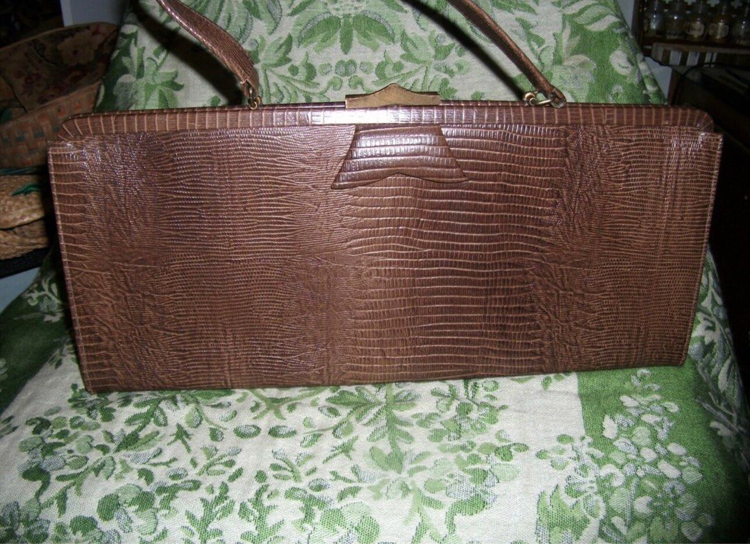 Vintage Lizard Skin Purse with Brass Closure Circa 1950s, Women's ...