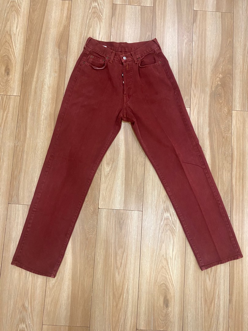 VINTAGE RED REPLAY STRAIGHT CUT BAGGY MAROON JEANS, Women's Fashion ...