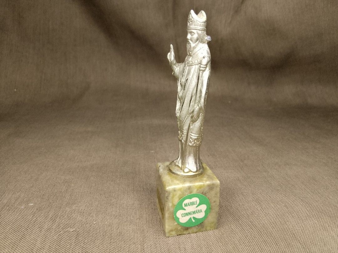 Vintage Saint Patrick Irish Statue Pewter and Connemara Marble on Carousell