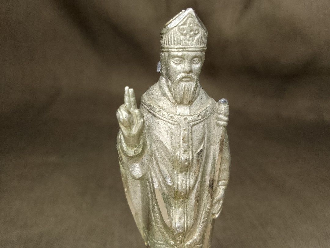 Vintage Saint Patrick Irish Statue Pewter and Connemara Marble on Carousell