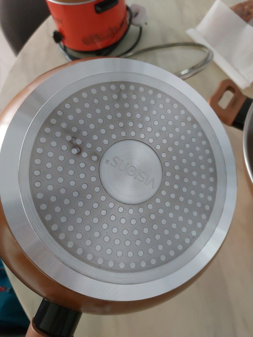 Visions metal cookware wok frying pan 24cm with glass lid rose gold ...