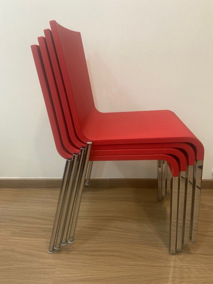 Vitra 03 stackable red chair, Furniture & Home Living, Furniture ...