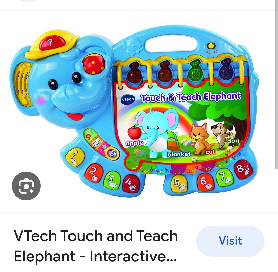 Vtech touch & teach elephant toy, Babies & Kids, Infant Playtime on Carousell