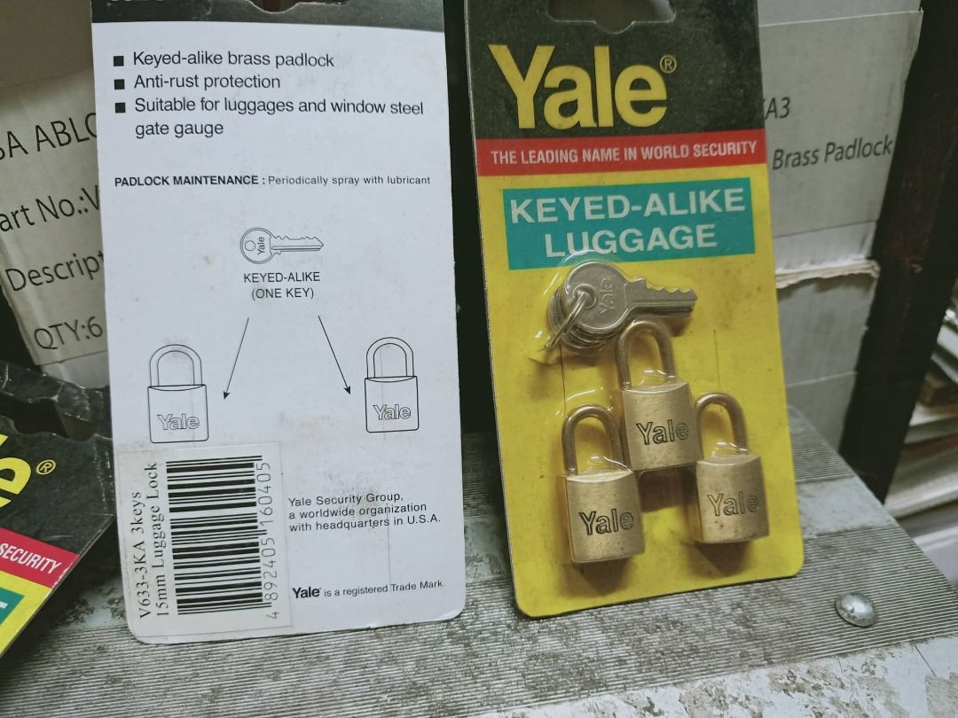 YALE LUGGAGE PADLOCK KEYED ALIKE SAME KEY HEAVY DUTY ORIGINAL ...