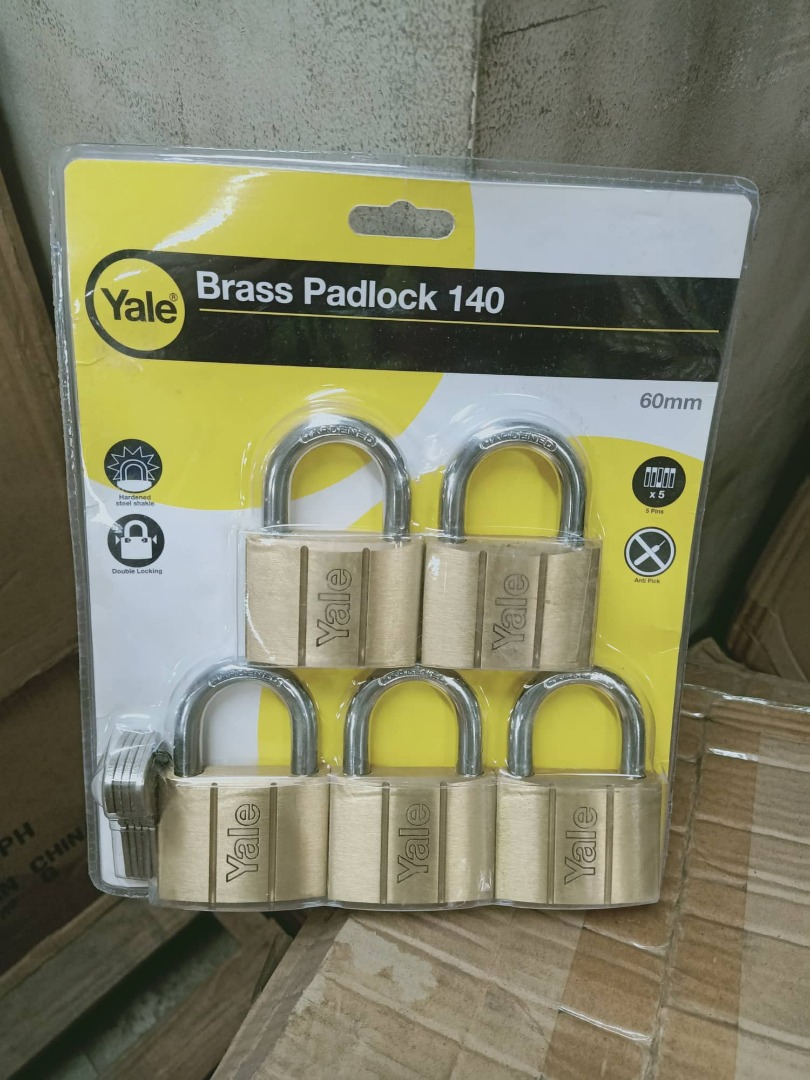 YALE PADLOCKS BRASS PADLOCKS HEAVY DUTY KEYED ALIKE SAME KEY 5 PCS PER ...