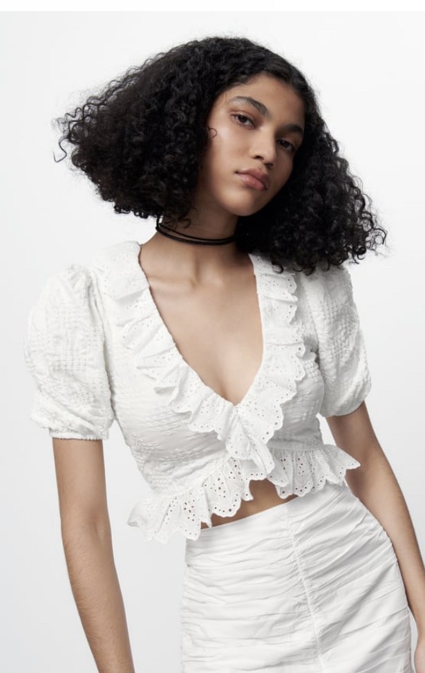 Zara ruffled top, Women's Fashion, Tops, Blouses on Carousell