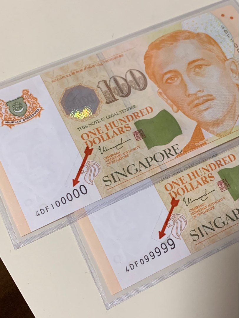 $100 099999 & 100000 golden serial number banknote, Hobbies & Toys ...