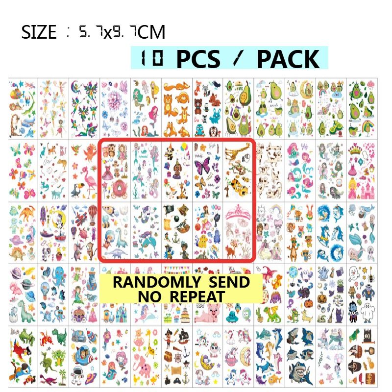 【10pcs/set】Kids Tattoo Stickers Waterproof Cartoon Sticker Set Dinosaur ...