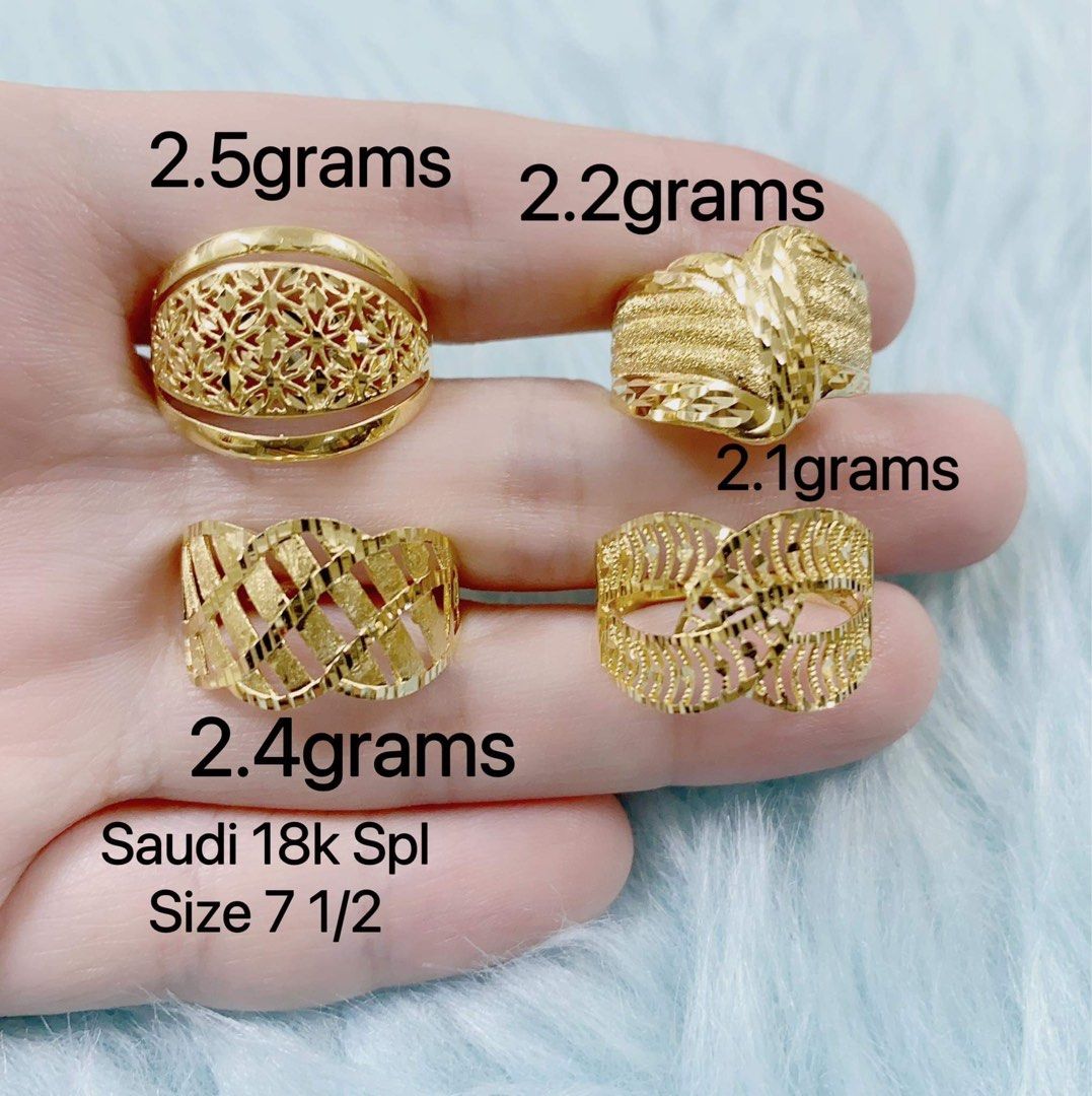 BEJEWELED 18K SAUDI GOLD RINGS SPL SOLD PER GRAM, Women's Fashion ...
