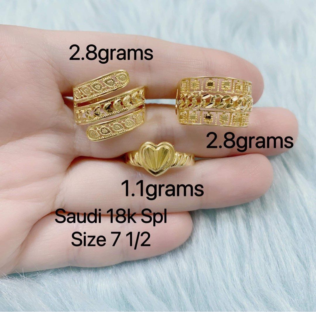 BEJEWELED 18K SAUDI GOLD RINGS SPL SOLD PER GRAM, Women's Fashion, Jewelry & Organizers, Rings ...