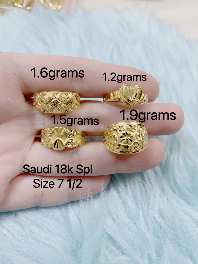 BEJEWELED 18K SAUDI GOLD RINGS SPL SOLD PER GRAM, Women's Fashion ...