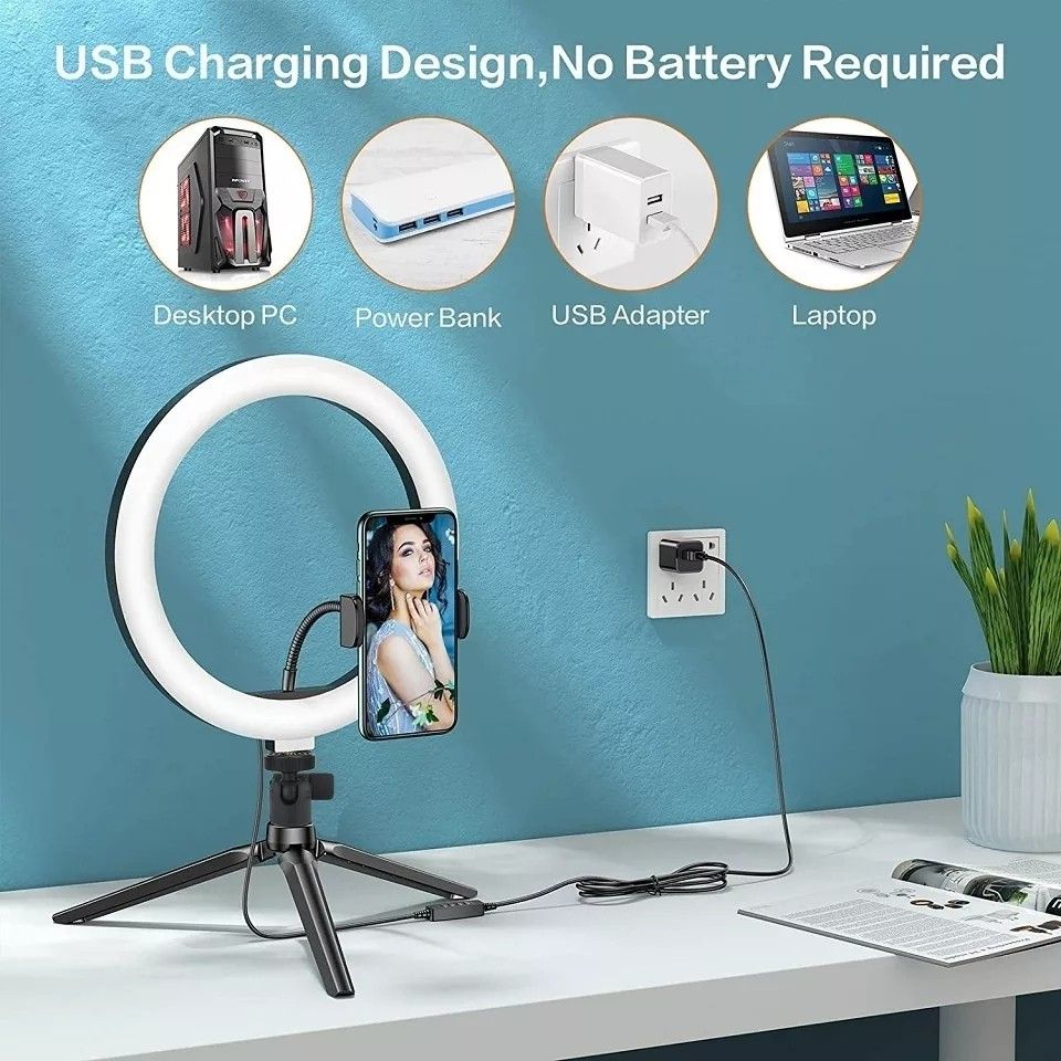 26cm (10 inch) Ring Light with Mini Stand with Adjustable Control ...