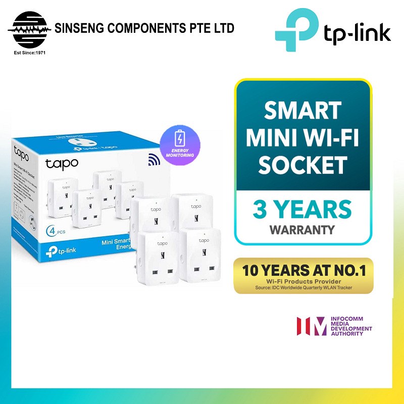 4 Pack TP-Link Tapo P110 Mini Smart Wi-Fi Socket, Energy Monitoring (4 ...
