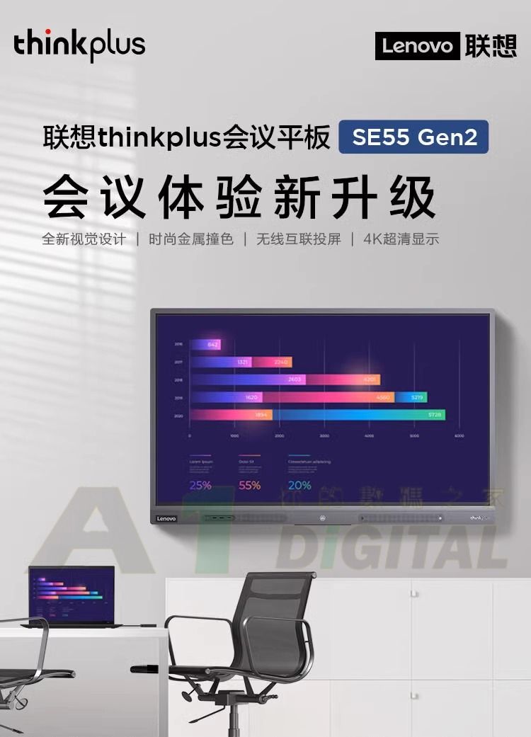 聯想 thinkplus 55英寸 會議平板 SE55 GEN 2 其他尺寸可查詢 電子白板 視頻會議 多媒體培訓電視 一體機, 電腦＆科技, 商務用科技產品 - Carousell