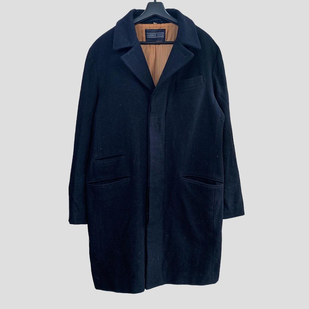 Andrew Fezza Italy Black Heavy Long Cashmere Wool Coat on Carousell