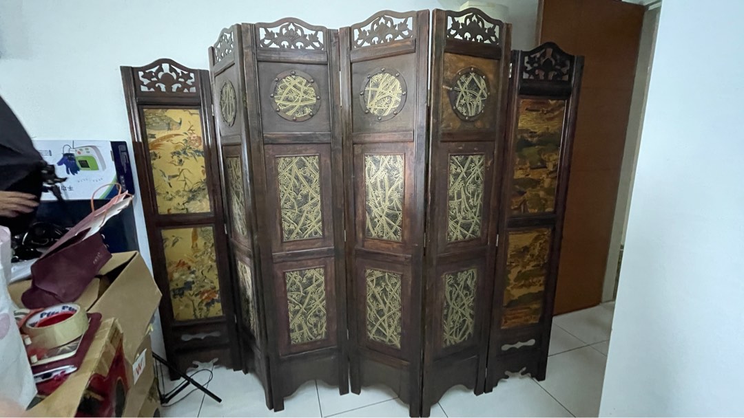 Antique Foldable screen partition, Furniture & Home Living, Home Decor ...