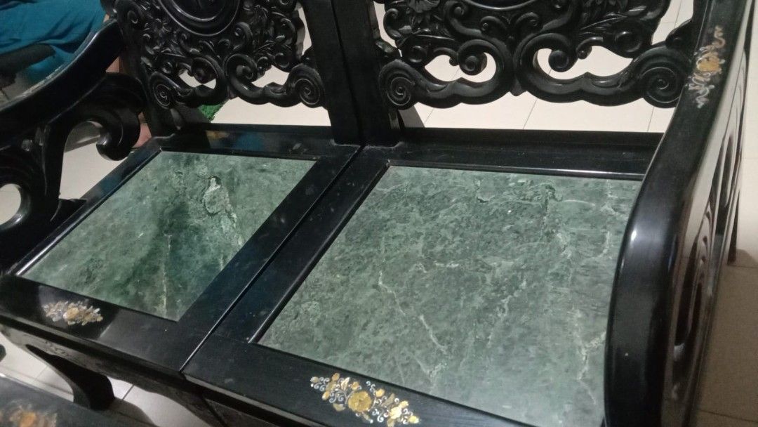 Antique Taiwanese Marble Chair and Table set, Furniture & Home Living ...