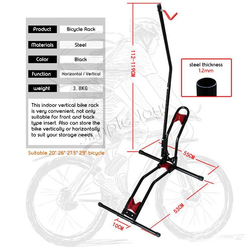 Bicycle Vertical Stand Adjustable L Shape Bike Rack Parking Storage ...