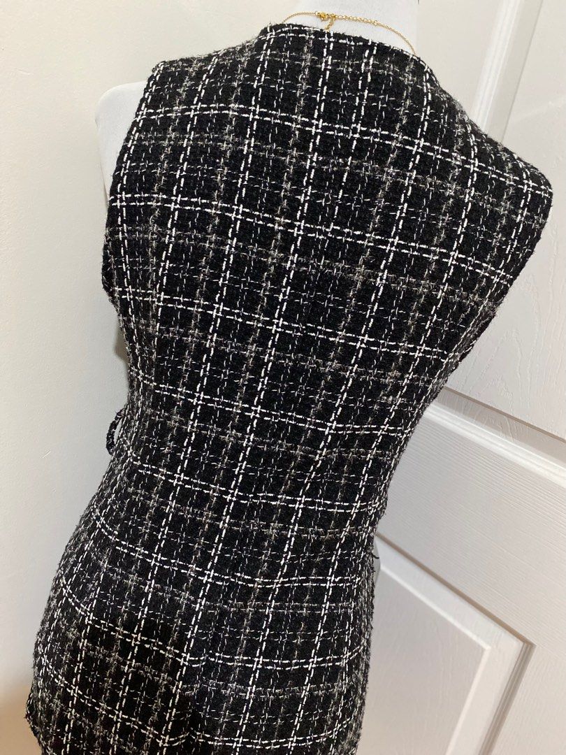 Black Korean Tweed Dress, Women's Fashion, Dresses & Sets, Dresses on ...