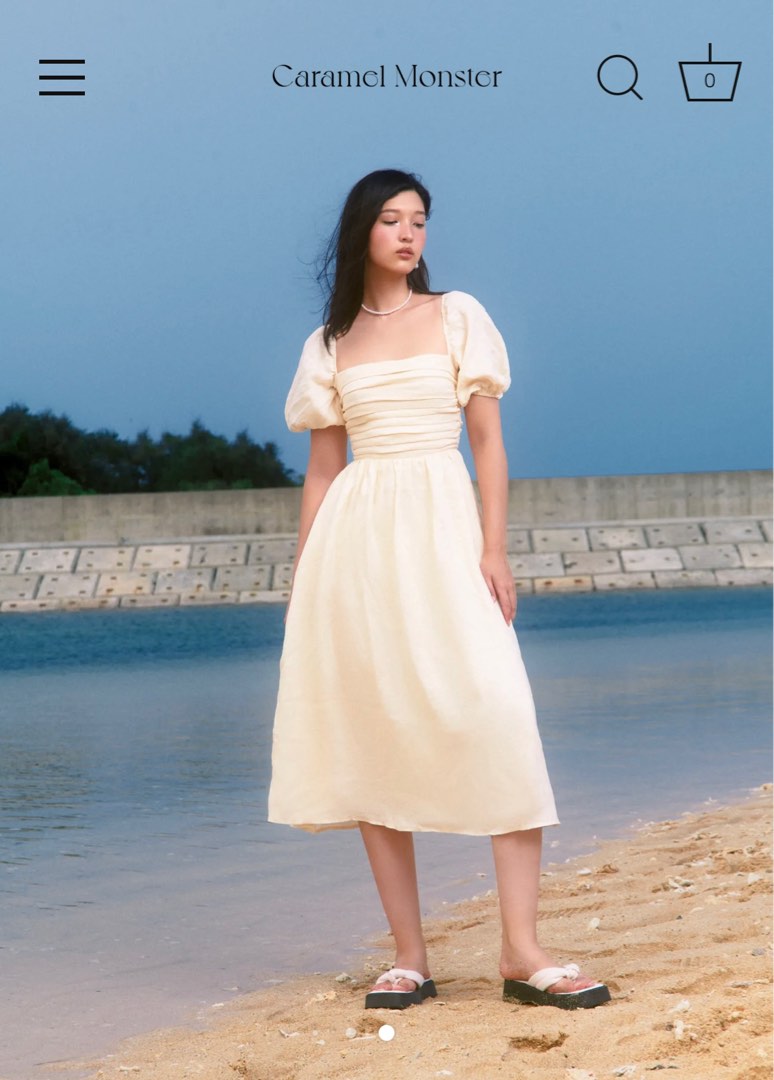 Caramel Monster Kourntey Midi Dress - Cream, Women's Fashion, Dresses ...