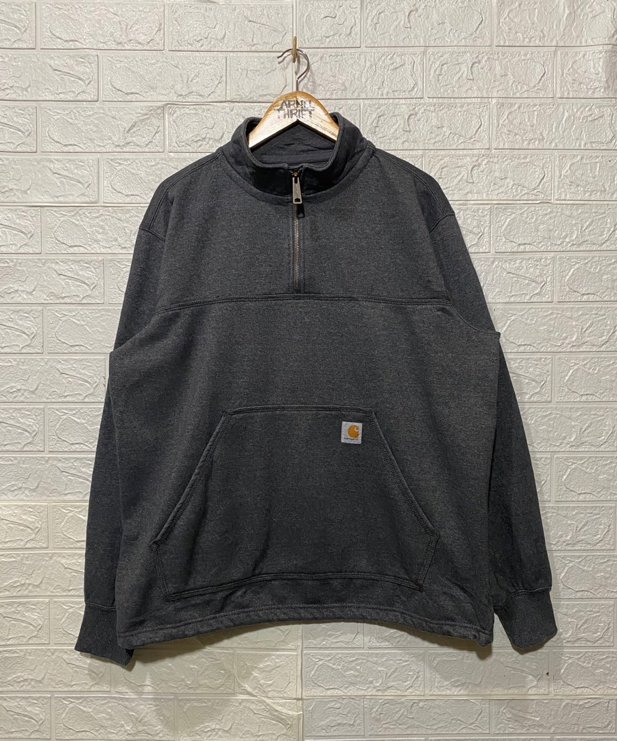 Carhartt 1/4 zip Rain Defender Grey Paxton Sweatshirt, Men's Fashion ...