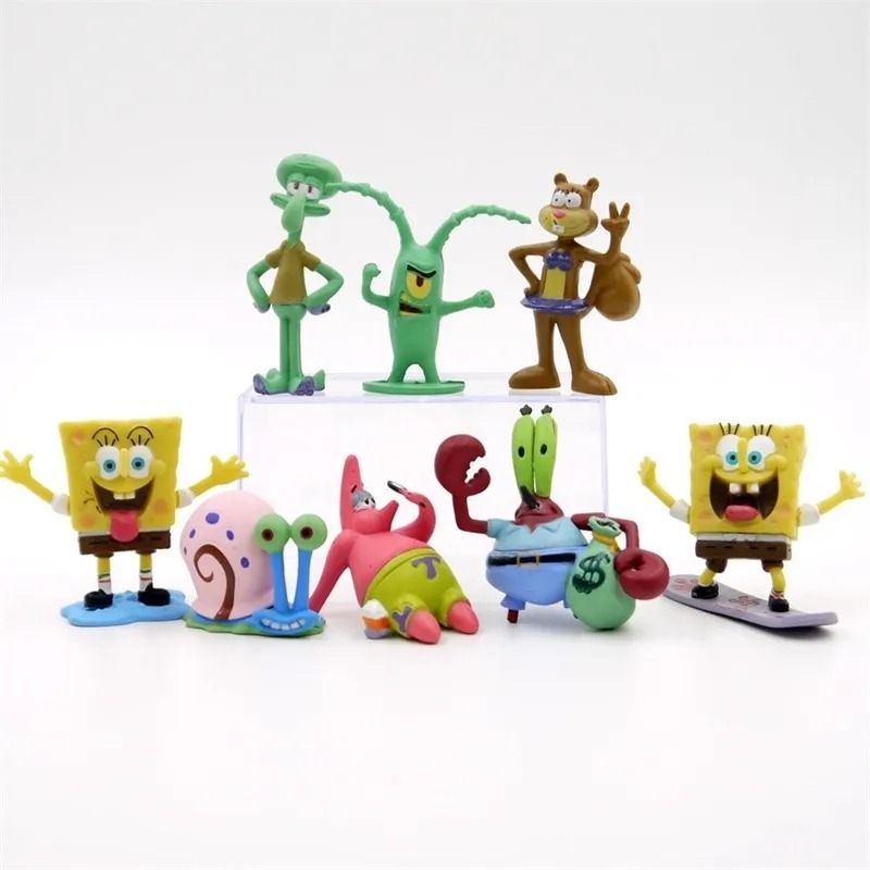 Cartoon SpongeBob SquarePants Figurines Bob Crab Boss Patrick Star PVC ...