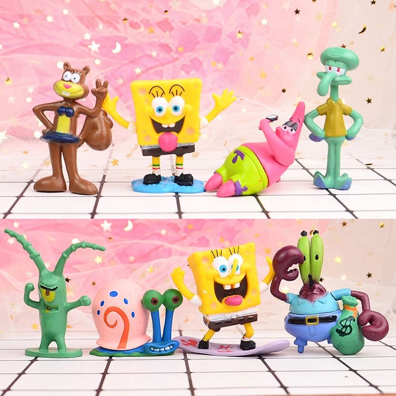 Cartoon SpongeBob SquarePants Figurines Bob Crab Boss Patrick Star PVC ...