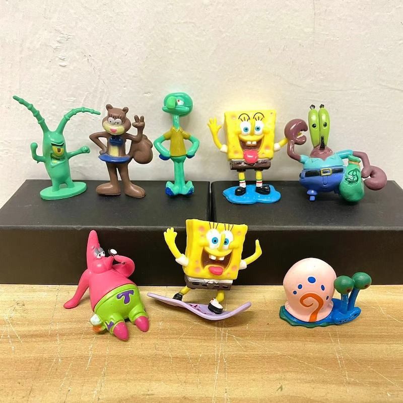 Cartoon SpongeBob SquarePants Figurines Bob Crab Boss Patrick Star PVC ...