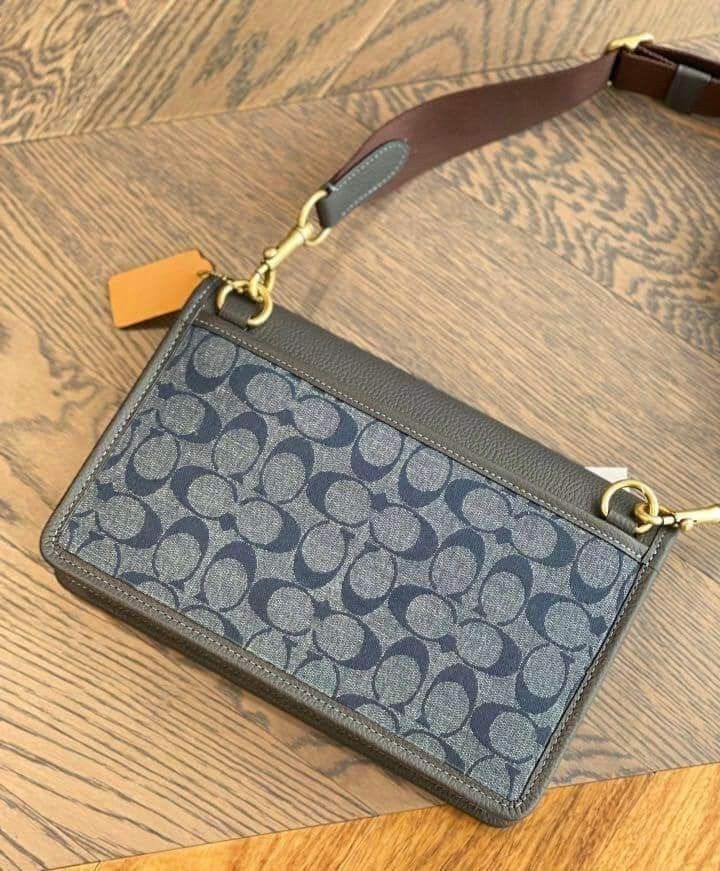 Coach Turner Flap Crossbody in Signature Denim, Men's Fashion, Bags ...