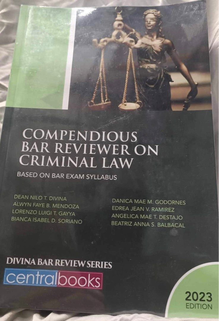 Compendious Bar Reviewer on Criminal Law - Divina Series, Hobbies ...