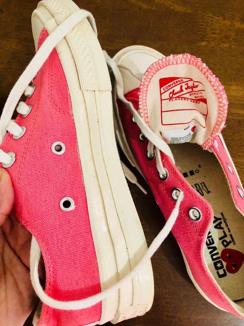 Converse x CDG Play Chuck 70 Low Pink, Fesyen Wanita, Sepatu di Carousell