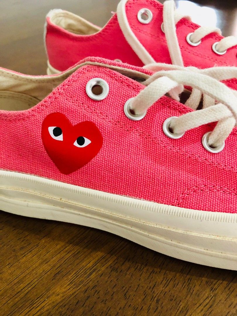 Converse x CDG Play Chuck 70 Low Pink, Fesyen Wanita, Sepatu di Carousell