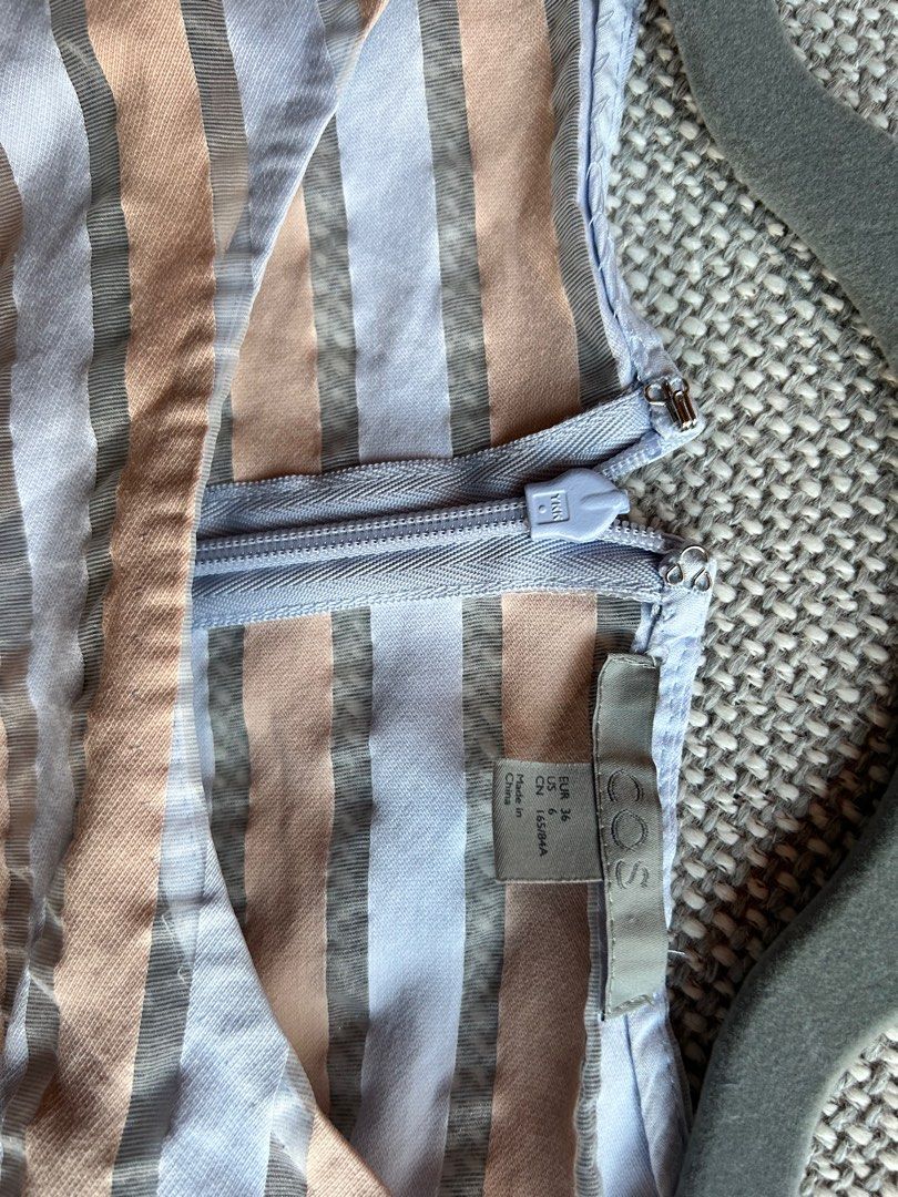 Cos sheer stripe top blue and peach, Women's Fashion, Tops, Blouses on ...