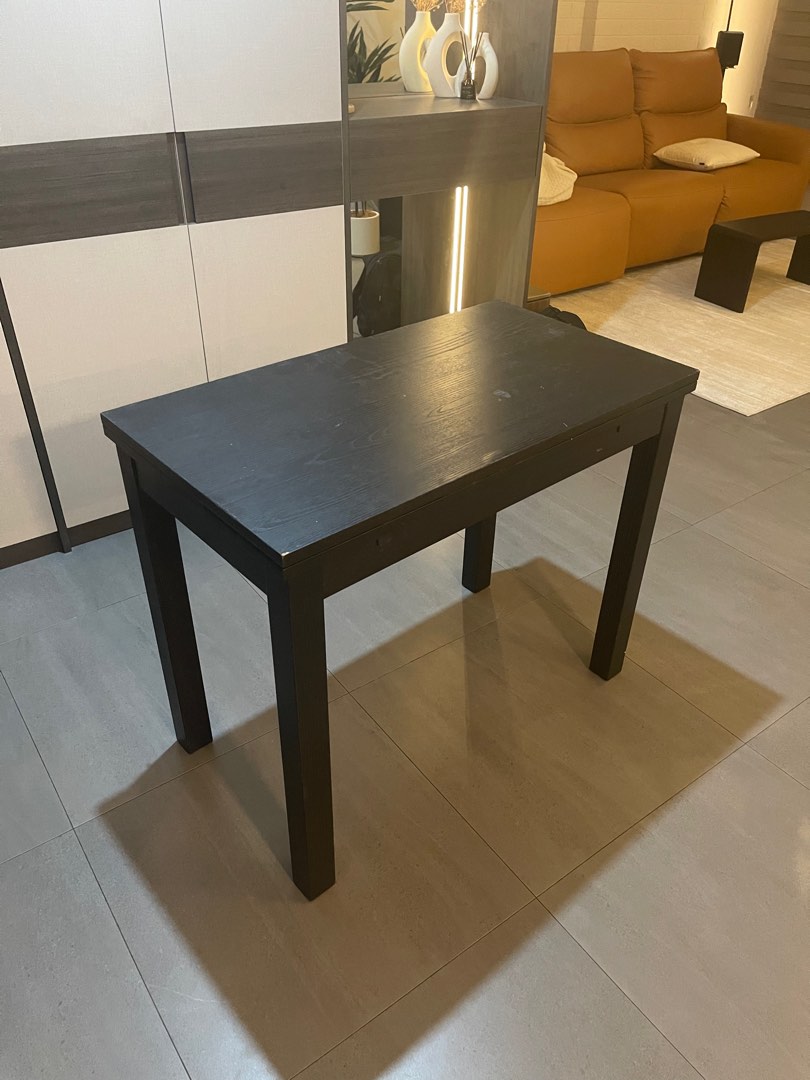 Ikea Dark wood solid study work dining table extendable 90cm x 50cm x ...