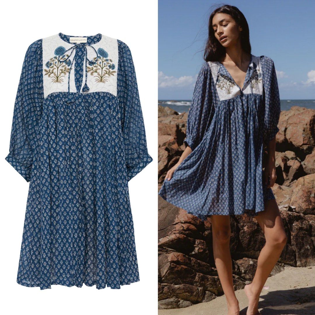 Daughters of India Kyra Mini Dress - Blue Carnation, Women's Fashion ...