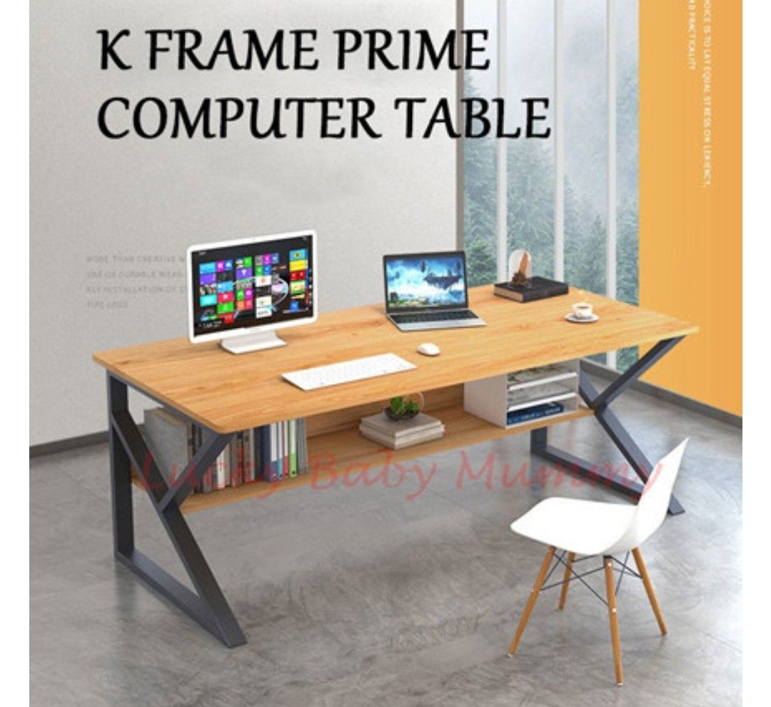 Elegance 【K Frame Computer Table】Study Table / Computer Desk with Shelf ...