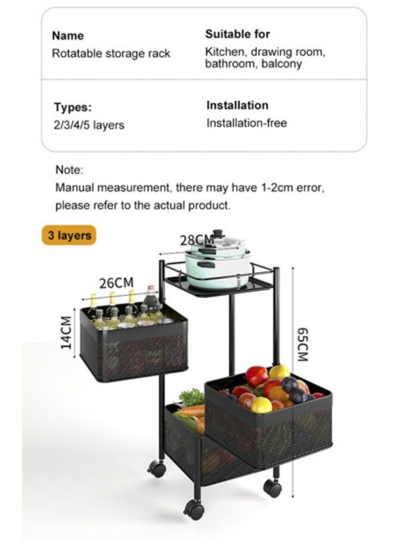 Folding Rack / Storage Rack / Kitchen Rack / Foldable Rack with Wheel ...