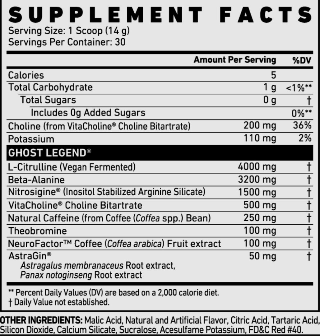 GHOST® LEGEND® V3 Pre-Workout- 30 Servings, Health & Nutrition, Health ...