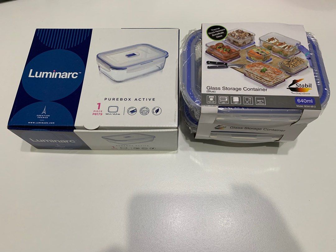 Luminarc (Large) Purebox Active & Stabil (Small) Glass Storage ...