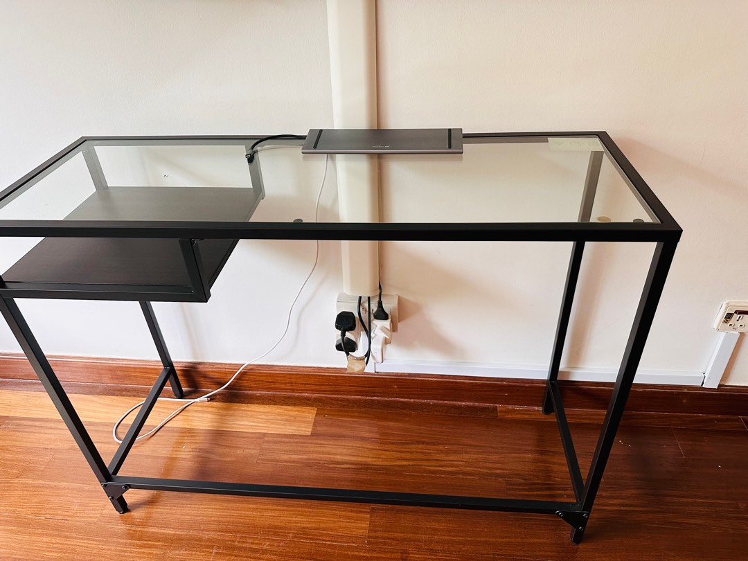 Glass study table- IKEA, Furniture & Home Living, Furniture, Tables ...