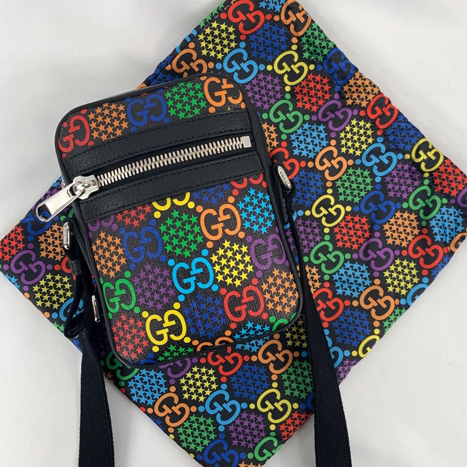 Gucci GG Supreme Psychedelic messenger bag- Rainbow/ Black, Luxury ...