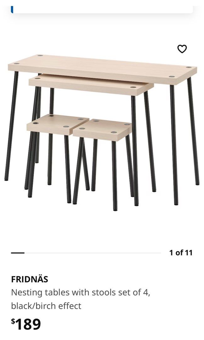 Ikea Fridnas Nesting Tables, Furniture & Home Living, Furniture, Tables & Sets on Carousell