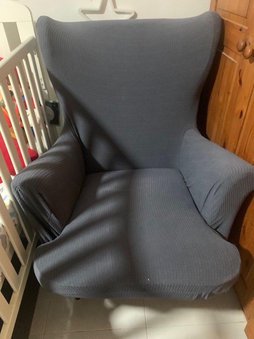 IKEA Strandmon Wing Chair Dark Green Free Seat Cover, Furniture & Home ...